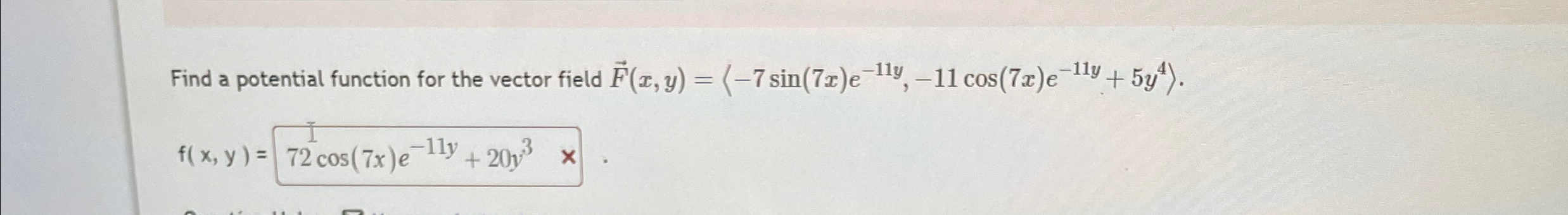 Solved Find a potential function for the vector field | Chegg.com