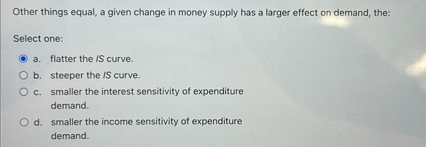 Solved Other things equal, a given change in money supply | Chegg.com