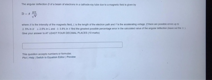 Solved The angular deflection of a beam of electrons in a | Chegg.com
