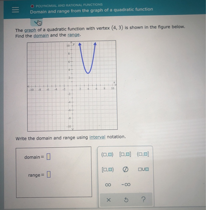 Solved O POLYNOMIAL AND RATIONAL FUNCTIONS Domain and range | Chegg.com
