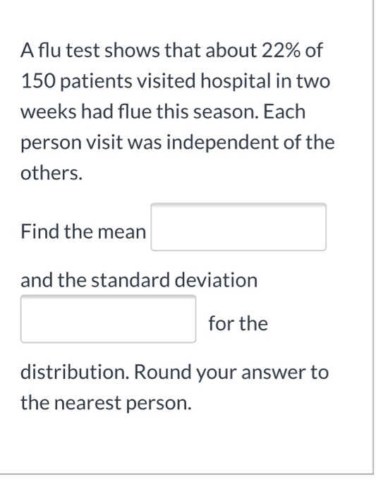 Solved Aflu test shows that about 22% of 150 patients | Chegg.com