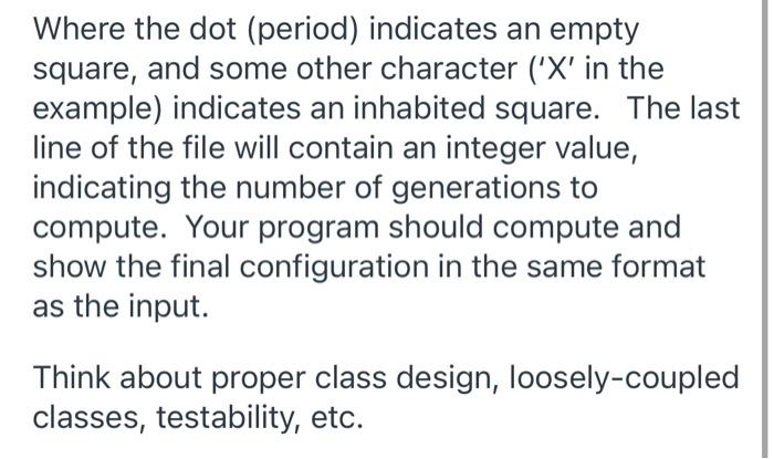 Solved John Conway's Game of Life Write a Java program to | Chegg.com