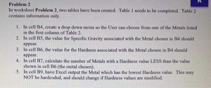Solved Problem 2 In worksheet Problem 2, two tables have | Chegg.com
