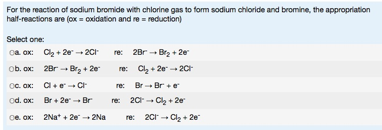 Solved For the reaction of sodium bromide with chlorine gas | Chegg.com