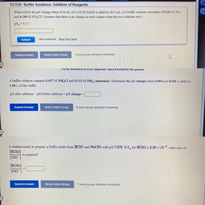 Solved TUTOR Buffer Solutions: Addition of Reagents What | Chegg.com