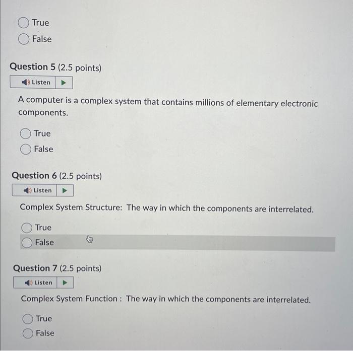 Solved True False Question 2 ( 2.5 points) Computer | Chegg.com
