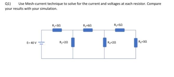 Solved Q1) Use Mesh-current technique to solve for the | Chegg.com