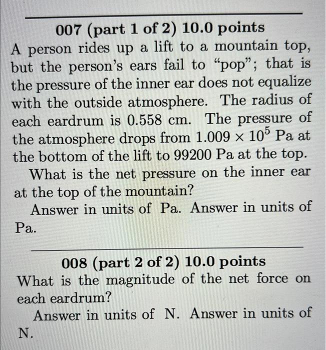 Solved 007 (part 1 of 2) 10.0 points A person rides up a | Chegg.com