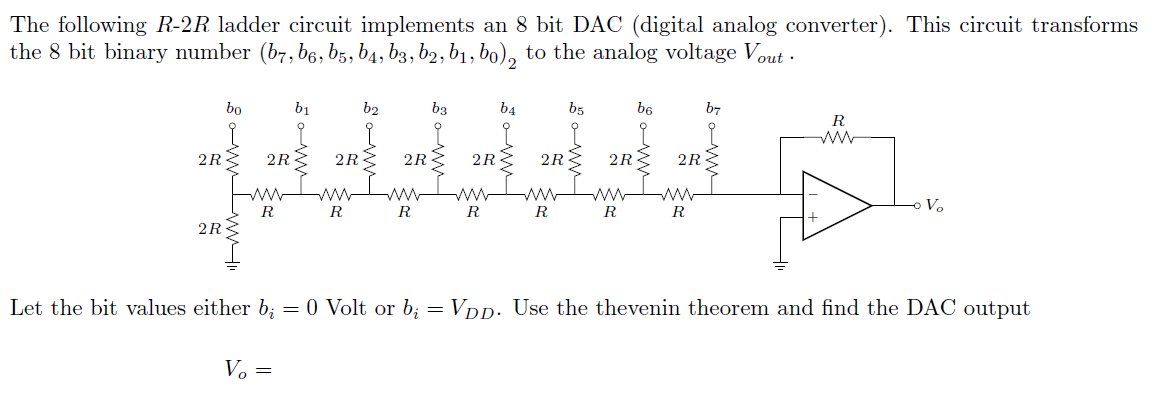 Solved The following R-2R ﻿ladder circuit implements an 8 | Chegg.com