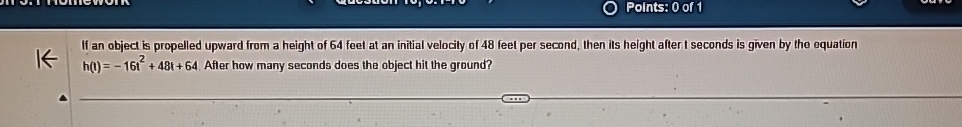 Solved Points: 0 ﻿of 1If an object is propelled upward from | Chegg.com