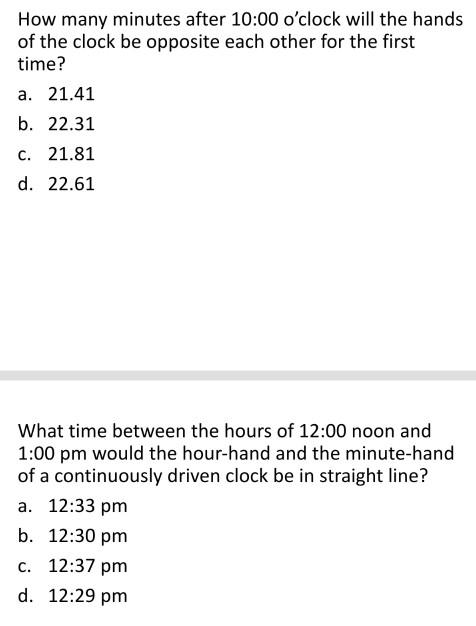 Solved How many minutes after 10:00 o'clock will the hands | Chegg.com