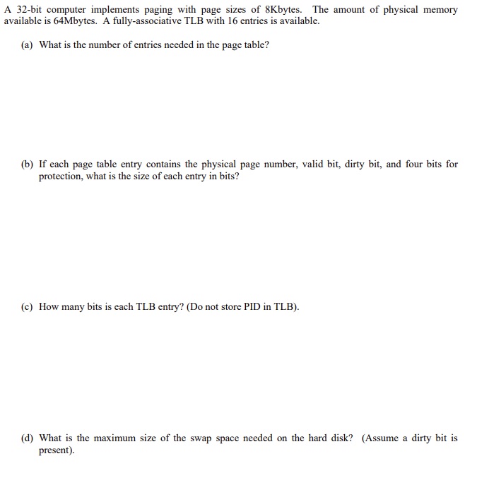 Solved A 32-bit computer implements paging with page sizes | Chegg.com