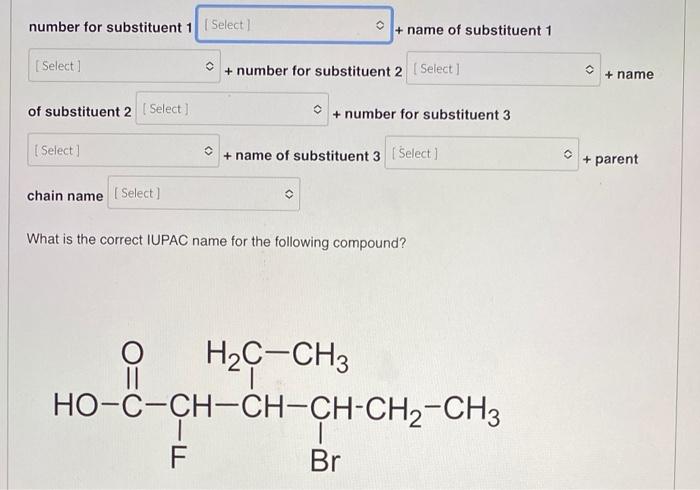 Solved number for substituent 1 + name of substituent 1 + | Chegg.com