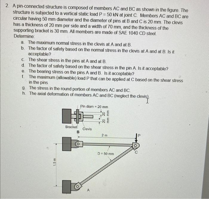 Solved 2. A pin-connected structure is composed of members | Chegg.com
