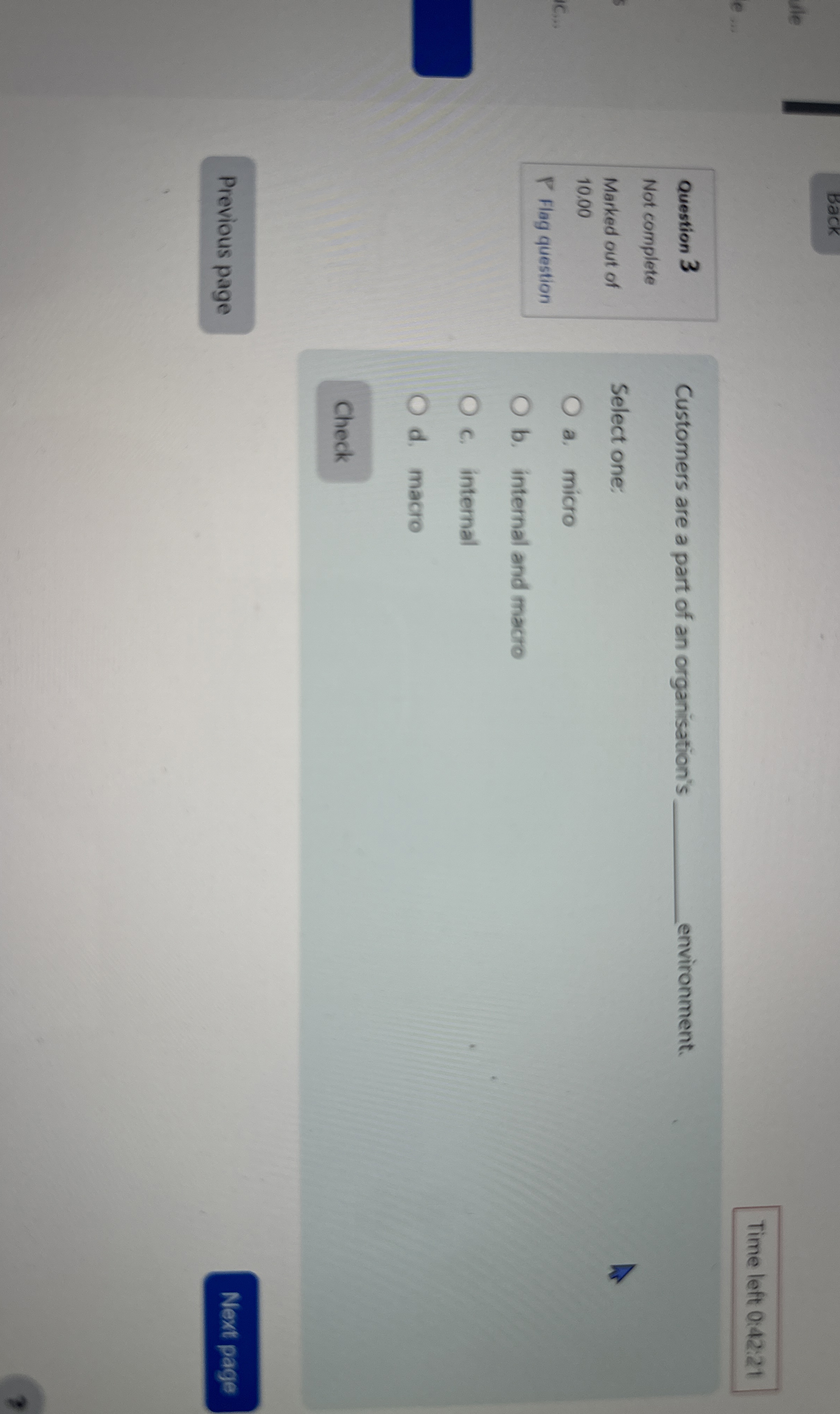 Solved BackTime left 0:42:21Question 3Not completeMarked out | Chegg.com Solved BackTime left 0:42:21Question 3Not completeMarked out | Chegg.com