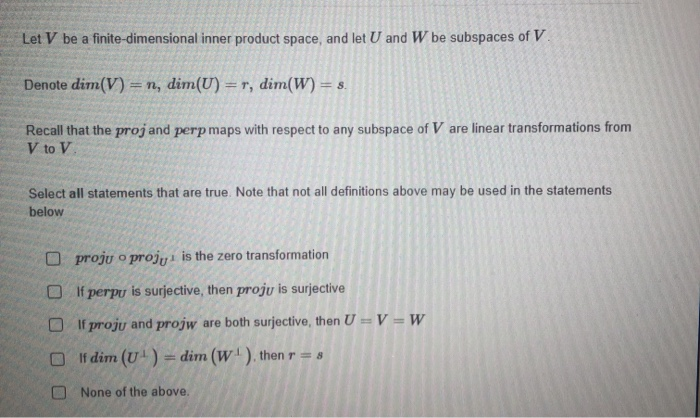 Solved Let V be a finite-dimensional inner product space, | Chegg.com