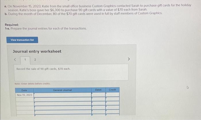 Solved 0. On November 15, 2023, Katie from the small office | Chegg.com