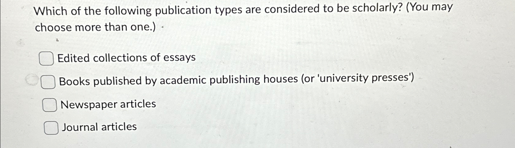Solved Which of the following publication types are | Chegg.com