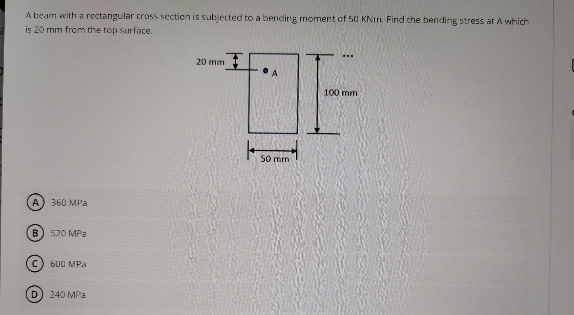 Solved A beam with a rectangular cross section is subjected | Chegg.com