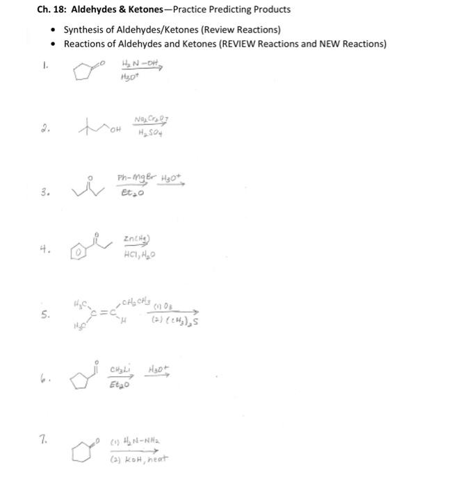 Solved Ch. 18: Aldehydes \& Ketones-Practice Predicting | Chegg.com