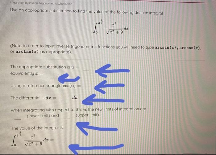Solved tritegration by inverse trigonometric substitution | Chegg.com