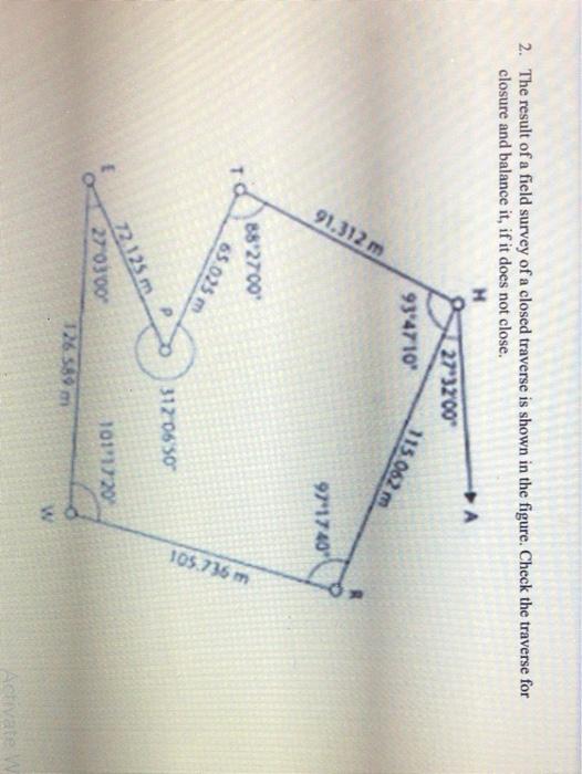 Solved 2. The result of a field survey of a closed traverse | Chegg.com