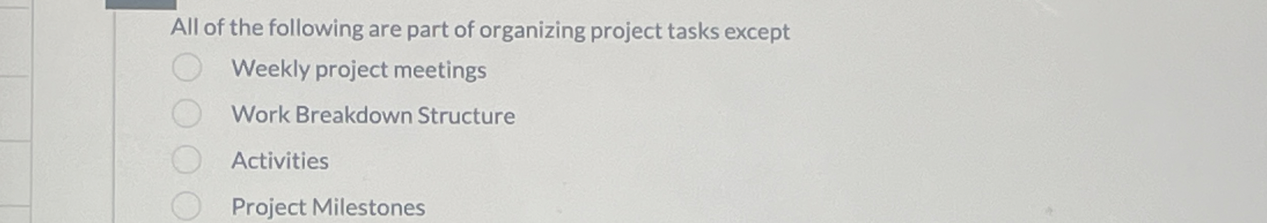 Solved All of the following are part of organizing project | Chegg.com