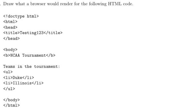 Solved Draw what a browser would render for the following | Chegg.com