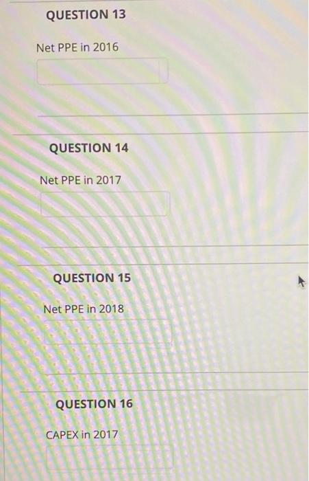 Solved QUESTION 13 Net PPE in 2016 QUESTION 14 Net PPE in | Chegg.com