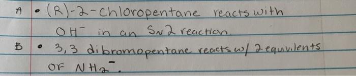 Solved . (R)-2-Chloropentane reacts with OH in an in an SN 2 | Chegg.com