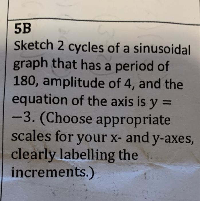 Solved 5B Sketch 2 cycles of a sinusoidal graph that has a | Chegg.com