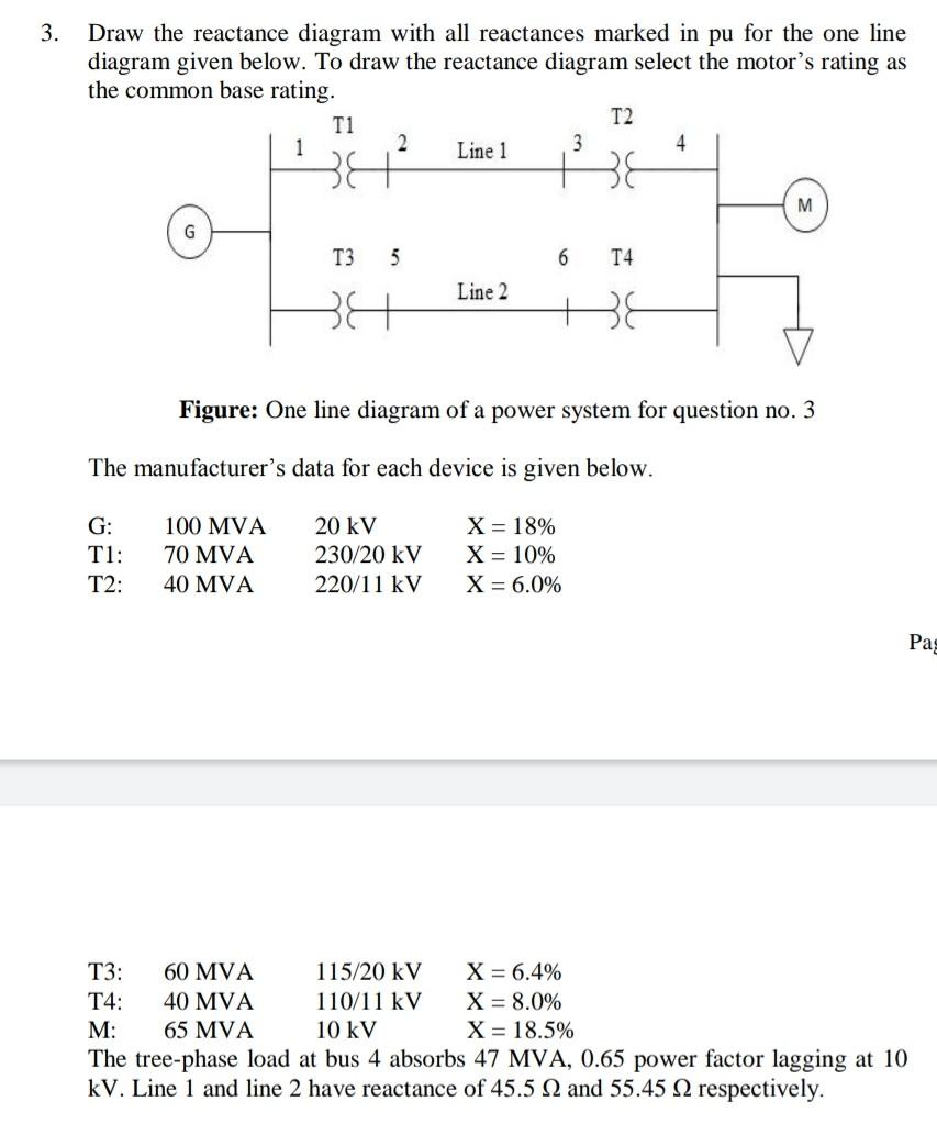 Solved 3. Draw the reactance diagram with all reactances | Chegg.com