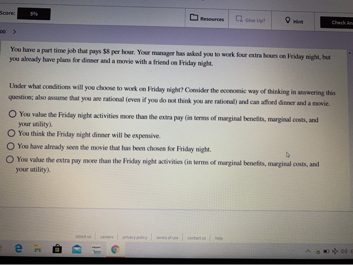 Solved Score: 5% Resources Ex Give Up? Hint Check An 00 > | Chegg.com