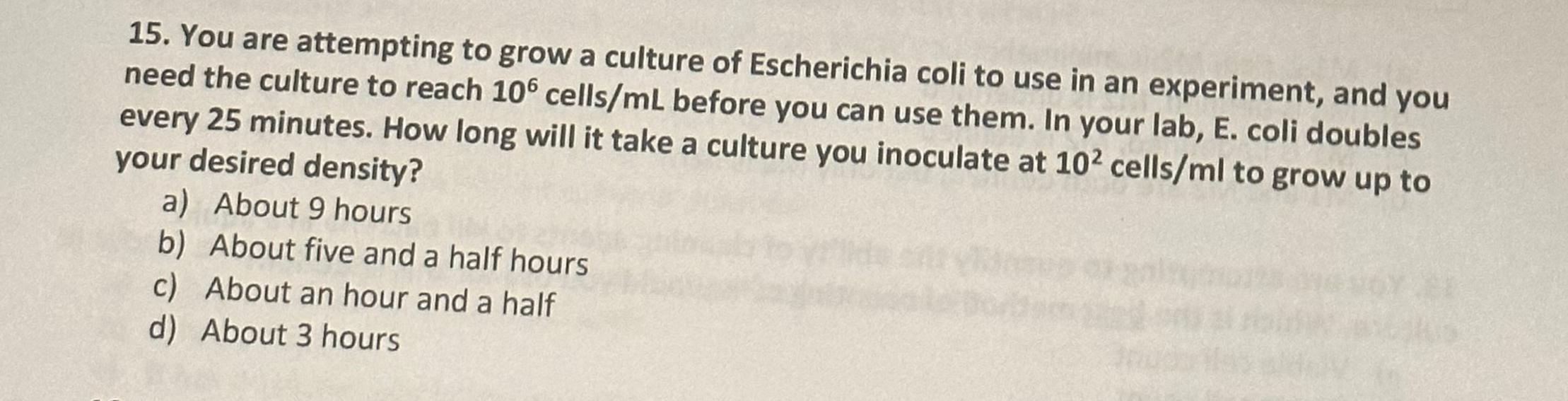 Solved You are attempting to grow a culture of Escherichia | Chegg.com