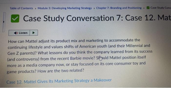 Solved Case Study Conversation 7: Case 12. Ma How can Mattel | Chegg.com