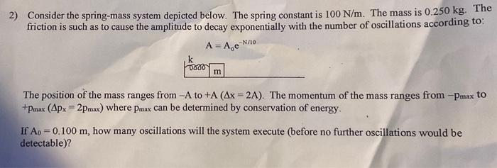 Solved 2) Consider the spring-mass system depicted below. | Chegg.com