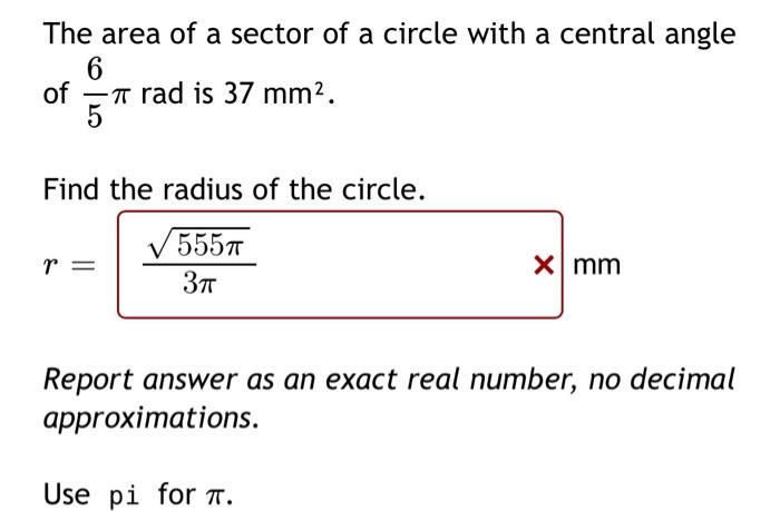 Solved The area of a sector of a circle with a central angle | Chegg.com