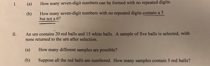 Solved 1. (a) How many seven-digit numbers can be formed | Chegg.com