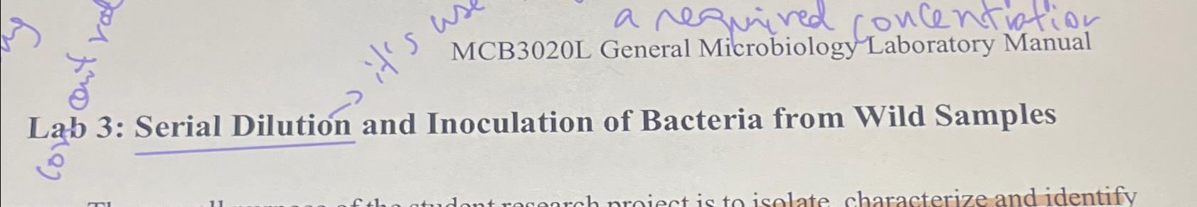 Solved Lab 3: Serial Dilution and Inoculation of Bacteria | Chegg.com