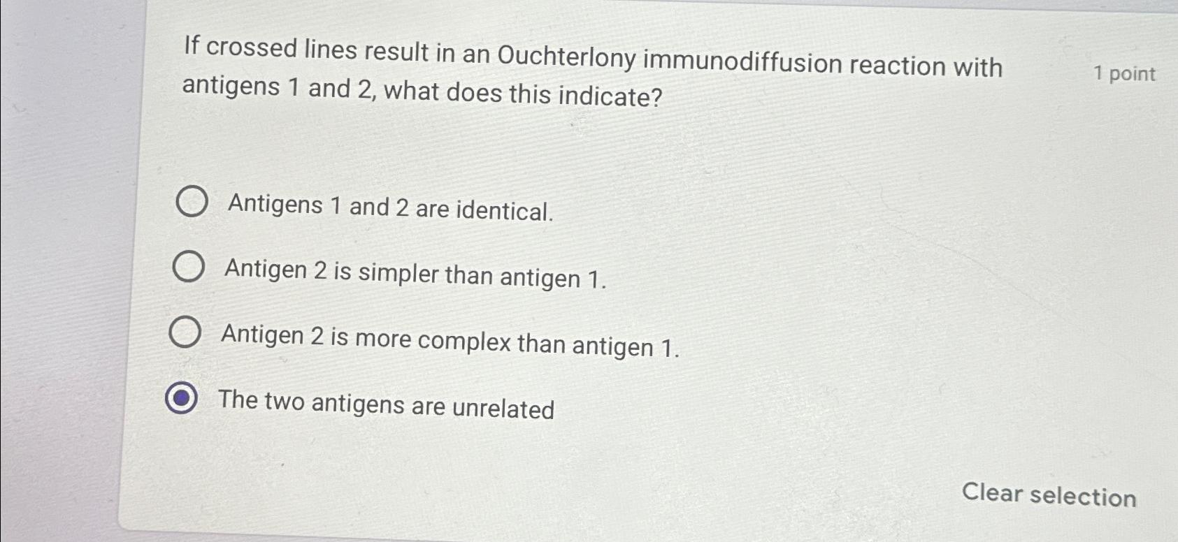 Solved If crossed lines result in an Ouchterlony | Chegg.com