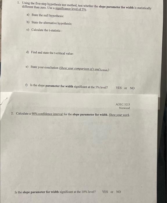 Solved 1. Using the five-step hypothesis test method, test | Chegg.com