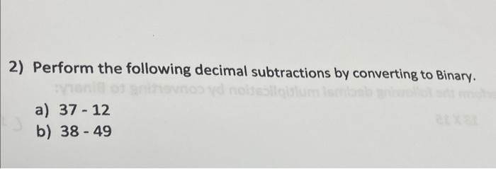 Solved 2) Perform the following decimal subtractions by | Chegg.com