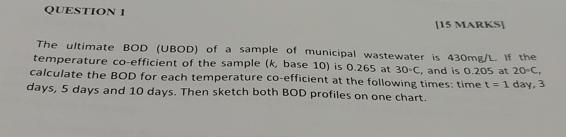 Solved The ultimate BOD (UBOD) of a sample of municipal | Chegg.com