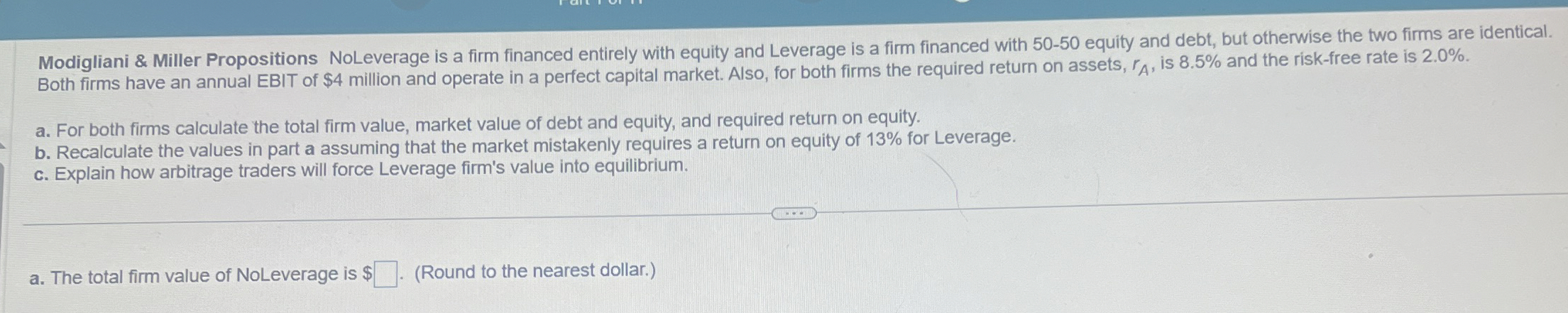 Solved How to solve Modigliani & Miller Propositions | Chegg.com