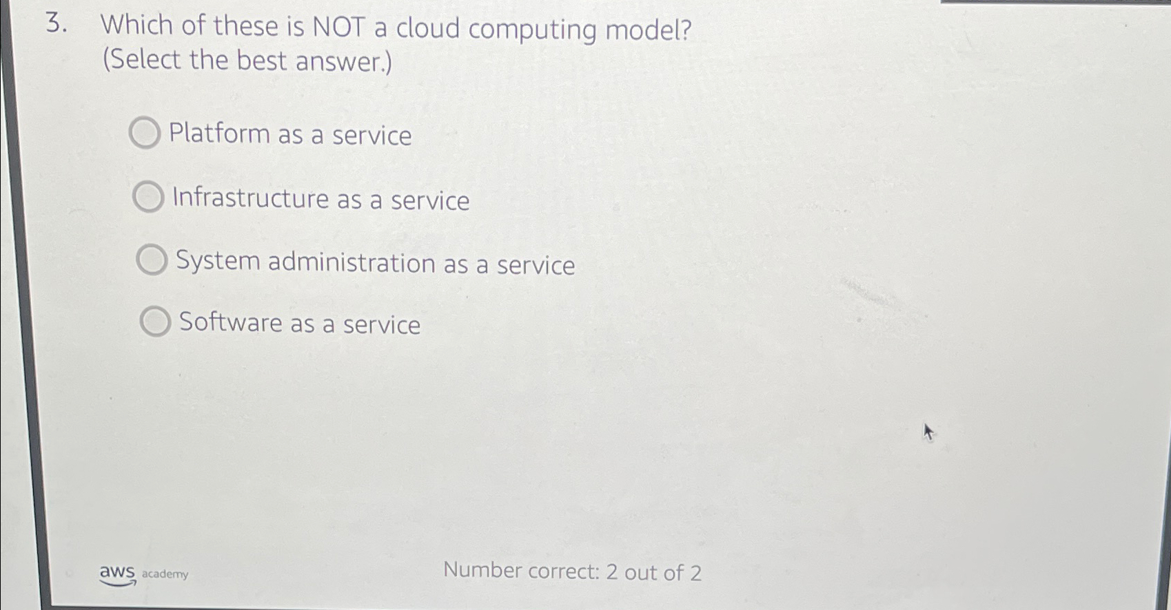Solved Which of these is NOT a cloud computing model?(Select | Chegg.com