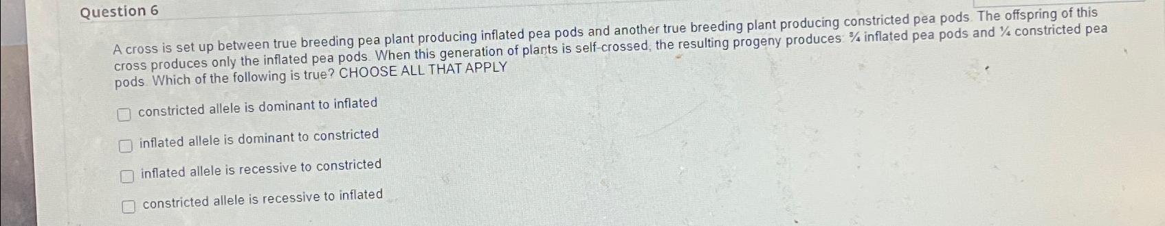 Solved A cross is set up between true breeding pea plant | Chegg.com