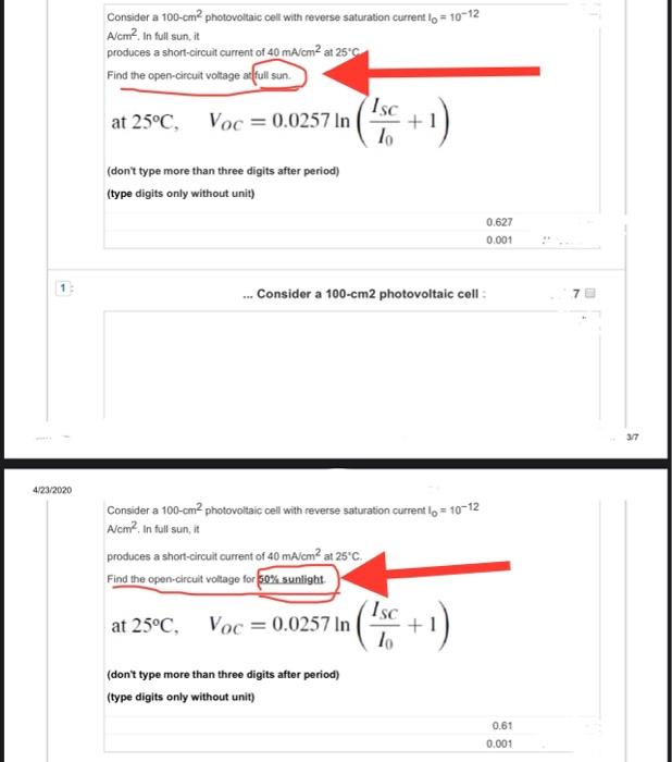 Solved Consider a 100−cm2 photovoltaic cell with reverse | Chegg.com