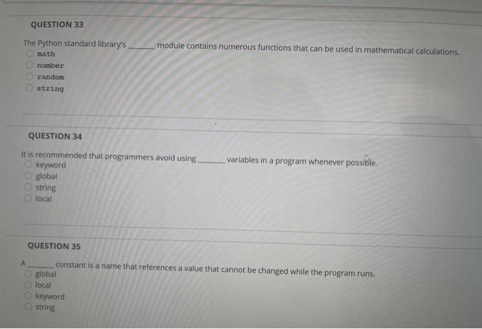 Solved QUESTION 30 A(n) is a variable that receives an | Chegg.com