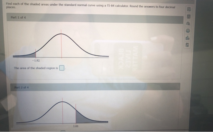 Solved Find each of the shaded areas under the standard | Chegg.com