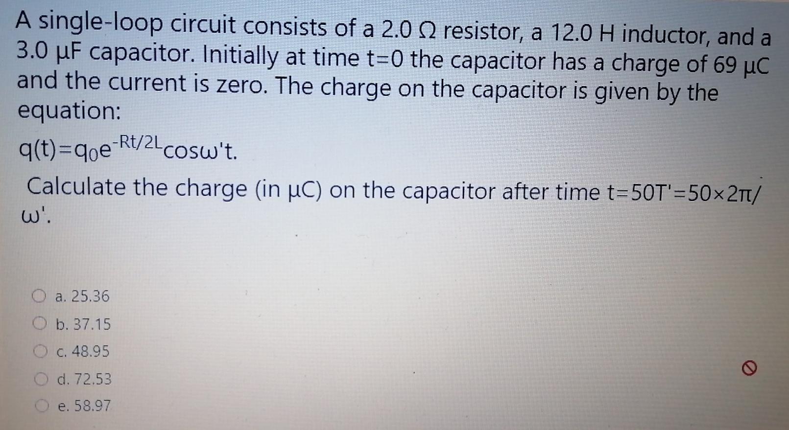 Solved A single-loop circuit consists of a 2.0 12 resistor, | Chegg.com